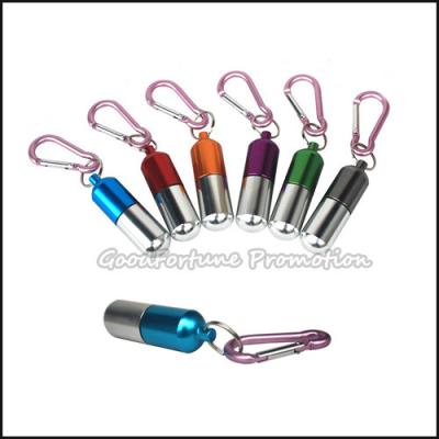 China Customed Printed Pill Case Keychain Key Ring Pill Holder Aluminum Alloy for sale