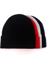 China Trendy Embroidered Knit Hat Winter Warm Hat Cuffed Various Colors for sale