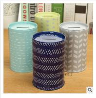 China Round Shape Tin Can Coin Bank Saving Money Sustainable High Memorability 8.5*3.5cm for sale
