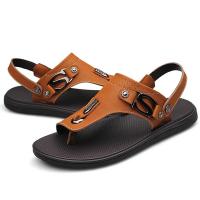 China Comfortable Mens Leather Slippers Shoes With Genuine Leather Upper for sale