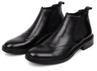China Brogue Style Mens Ankle Boots Slip On Full Grain Leather Size Customized for sale