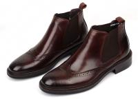 China Brogue Style Mens Ankle Boots Slip On Full Grain Leather Size Customized for sale