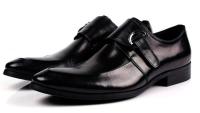 China Black / Brown Burnished Leather Shoes , Leather Monk Strap Dress Shoes for sale
