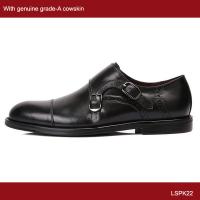 China Black Mens Monk Strap Shoes , Goodyear Leather Shoes With Buckle for sale