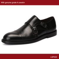 China Black Mens Monk Strap Shoes , Goodyear Leather Shoes With Buckle for sale