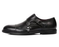 China Black Mens Monk Strap Shoes , Goodyear Leather Shoes With Buckle for sale