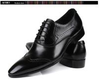 China Office Black Leather Dress Shoes Waterproof , Pointed Toe Mens Handmade Leather Shoes for sale