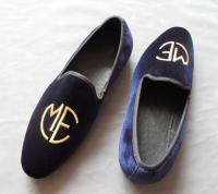China Stylish Embroidered Mens Blue Suede Loafers , Elegance / Fashion Velvet Slip On Shoes for sale
