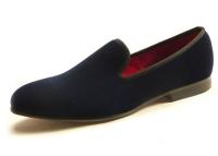 China Business Mens Velvet Smoking Slippers Embroidered Mens Red Suede Loafers for sale