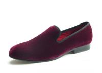 China Business Mens Velvet Smoking Slippers Embroidered Mens Red Suede Loafers for sale