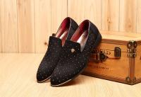 China Slip On Men'S Casual Shoes Blue / Black Custom With Metal Rivets for sale