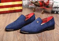 China Slip On Men'S Casual Shoes Blue / Black Custom With Metal Rivets for sale