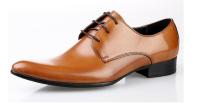 China Pointed Toe Men's Wedding Dress Shoes Yellow Lace Up Handmade Oxford Shoes for sale
