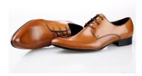 China Pointed Toe Men's Wedding Dress Shoes Yellow Lace Up Handmade Oxford Shoes for sale