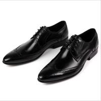 China Mens Full Grain Leather Shoes Stylish Brogue Design Men Pointed Formal Dress Shoes for sale