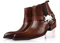 China Customized Mens Ankle Boots Winter Slip On Boots Mens With Mental Chain for sale