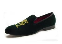 China Lion Embroidered Mens Velvet Loafers Handmade Mens Black Velvet Slippers For Wedding for sale