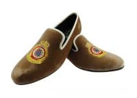 China Yellow Royal Yellow Mens Leather Loafers , Royal Embroidered Mens Casual Loafers for sale