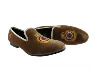 China Yellow Royal Yellow Mens Leather Loafers , Royal Embroidered Mens Casual Loafers for sale