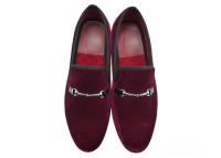 China Hand Made Mens Red Velvet Loafers , Leisure Slip On Comfortable Casual Shoe for sale