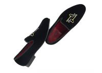 China High Workmanship Mens Embroidered Loafers , Durable Mens Black Slip On Shoes for sale