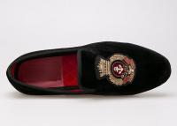 China Logo Embroidered Velvet Loafers Royal Style Luxury Velvet Slippers For Men for sale
