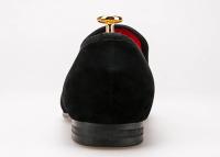 China Dark Blue Mens Velvet Smoking Slippers Elegant Star Custom Embroidered Slippers for sale