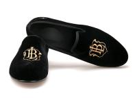 China Luxury Mens Velvet Loafers Strap Casual Style Black Velvet Suede Shoes for sale