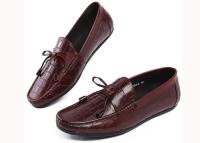 China Casual Mens Leather Loafers Anti Skidding  Moccasins Bow Tie Flat Shoes for sale