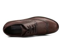 China Logo Printed Mens Black Leather Derby Shoes Custom Handmade Brown Casual Shoes for sale