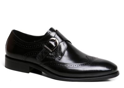 China Adult Men's Dress Shoes Black Genuine Leather Brogue Style Shoes for sale