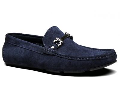 China Spring / Autumn Mens Leather Loafers Classic Blue Suede Monk Shoes For Gentlemen for sale