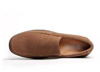 China Summer Breathable Mens Leather Loafers Brown Round Toe Mens Suede Moccasins for sale