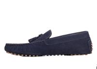 China Blue Breathable Mens Leather Loafers Blue Soft Leather Driving Shoes for sale
