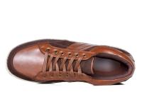 China Brown Classic Mens Lace Up Sneakers , ODM Men Genuine Leather Casual Shoes for sale