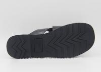 China Fashion Mens Leather Slippers Flip Flops Black Mens Summer Leather Sandals for sale
