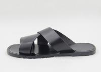 China Fashion Mens Leather Slippers Flip Flops Black Mens Summer Leather Sandals for sale