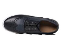 China Comfortable Mens Lace Up Sneakers Black PU Lacing Mens Shoes Leather Brogue Sneakers for sale