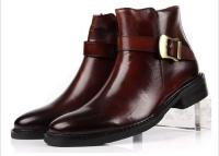 China British Style Mens Black Buckle Ankle Boots Personalized Mens Zipper Boots for sale