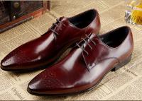 China Genuine Leather Men'S Wedding Dress Shoes Formal Business Shoes With Black Stitching for sale