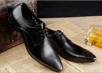 China Genuine Leather Men'S Wedding Dress Shoes Formal Business Shoes With Black Stitching for sale