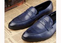 China Luxury Mens Leather Casual Shoes Oxford Mens Blue Brogue Shoes For Party / Wedding for sale