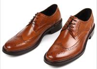 China Genuine Leather Men's Dress Shoes Dark Brown Spring Autumn Shoes for sale