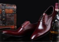 China Romantic Soft Leather Men'S Wedding Dress Shoes Pure Color Brush Off British Style for sale