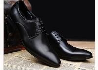 China Romantic Soft Leather Men'S Wedding Dress Shoes Pure Color Brush Off British Style for sale