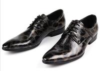 China Crocodile Style Mens Black Brogue Shoes , Fashion Nightclub Genuine Snakeskin Shoes for sale
