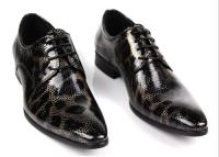 China Crocodile Style Mens Black Brogue Shoes , Fashion Nightclub Genuine Snakeskin Shoes for sale