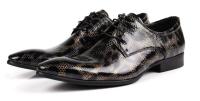 China Crocodile Style Mens Black Brogue Shoes , Fashion Nightclub Genuine Snakeskin Shoes for sale