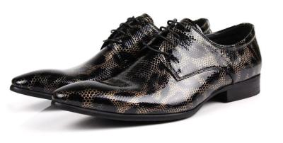 China Crocodile Style Mens Black Brogue Shoes , Fashion Nightclub Genuine Snakeskin Shoes for sale