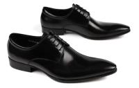 China Oxford Style Mens Leather Dress Shoes Dark Red / Black Lace Up Dress Shoes for sale